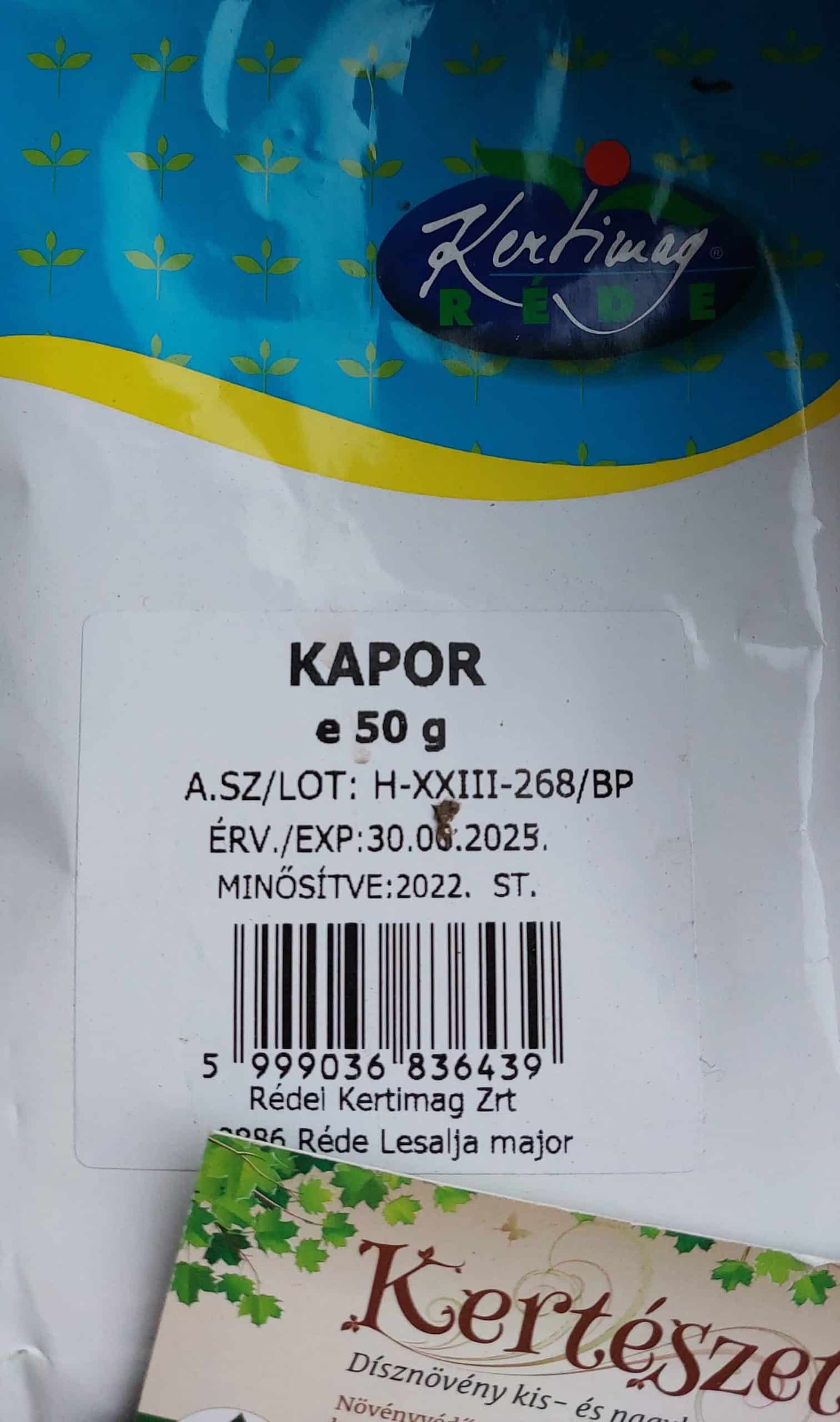 Kapor Rédei kertimag kapor vetőmag 50g. - Tájkertész